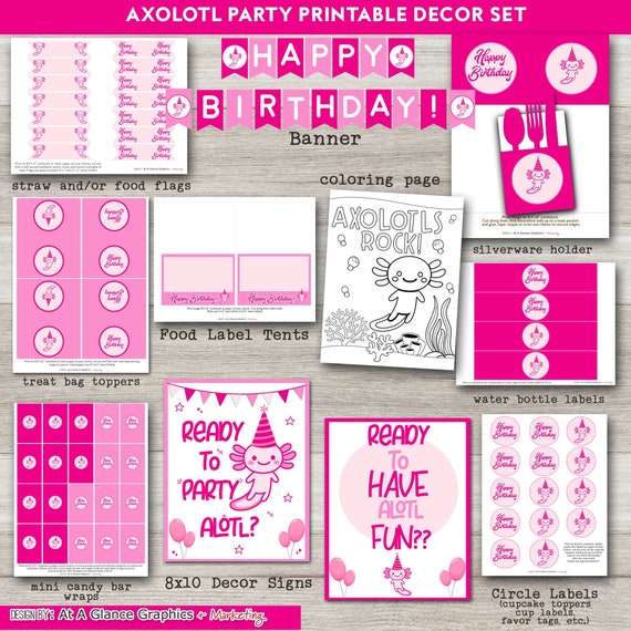 Axolotl Party Decorations Axolotl Birthday Party Decor - Etsy