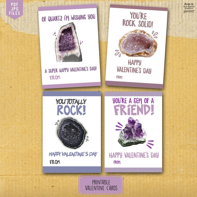 Geode Valentine Cards, Crystal Valentine Cards, Quartz Valentine Cards ...
