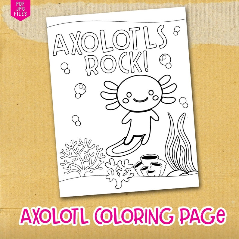 Axolotl Coloring Page Axolotl Birthday Activity Axolotl - Etsy UK