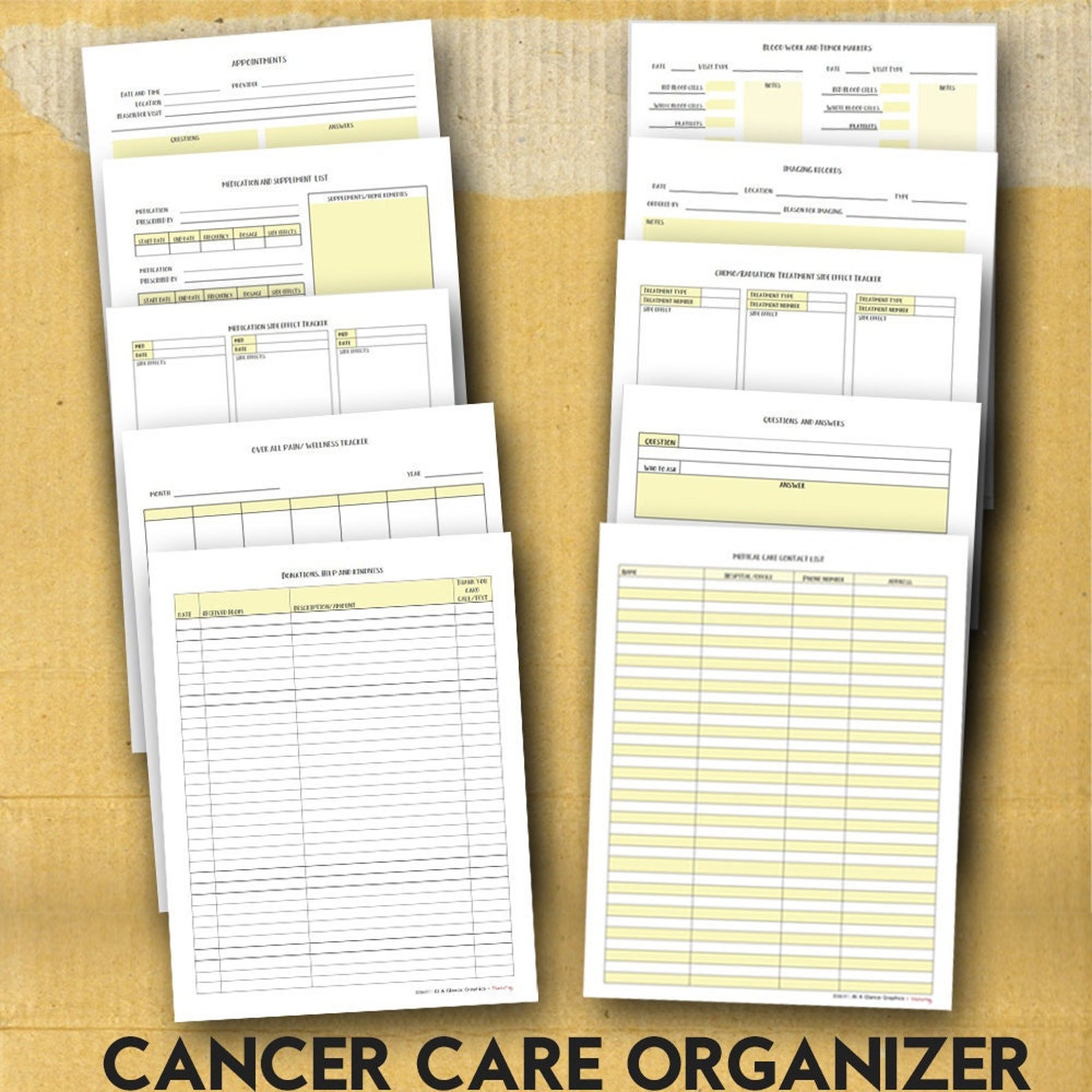 Cancer Care Forms Cancer Care Organizer Cancer Care Binder - Etsy