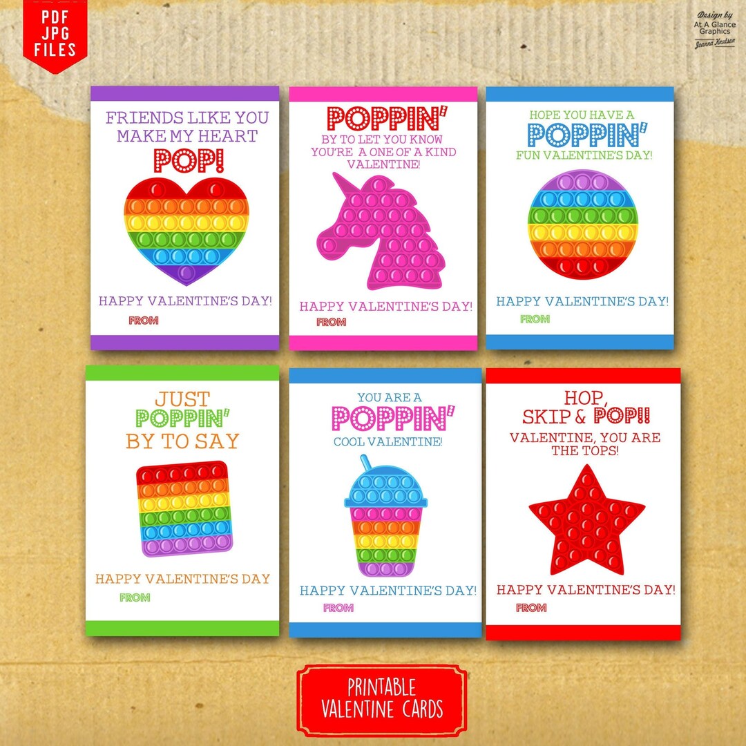 Pop It Valentine Cards, Fidget Toy Classroom Valentine Cards, Pop It ...
