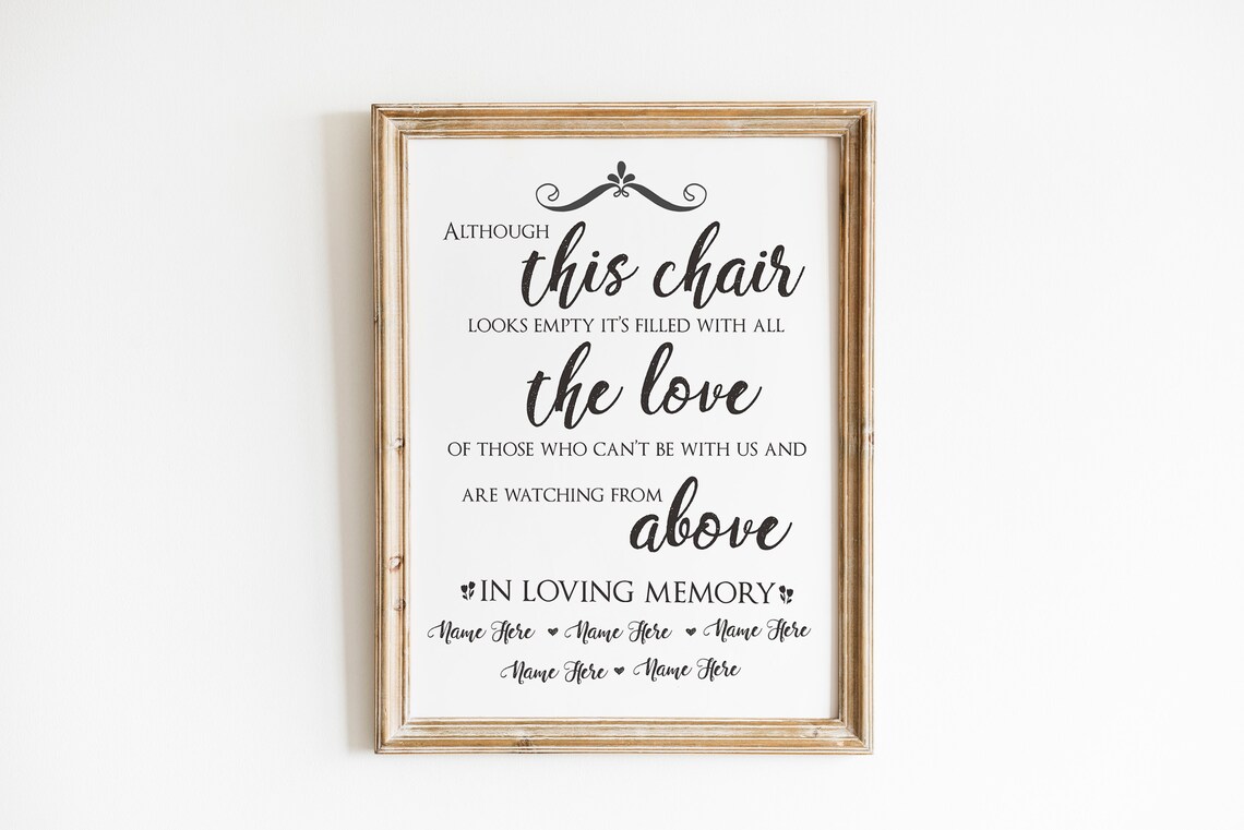 Wedding Memorial Chair Sign Personalized in Memory of Sign - Etsy
