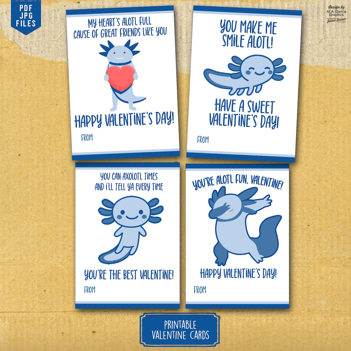 Valentine Cards Axolotl Valentine Cards Classroom Valentine - Etsy
