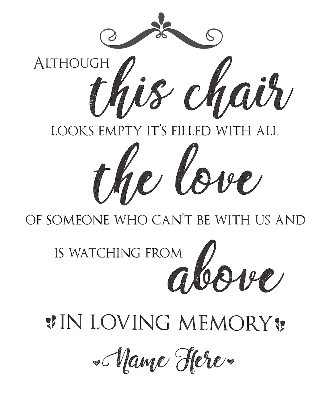 Wedding Memorial Chair Sign Personalized, in Memory of Sign, Graduation ...