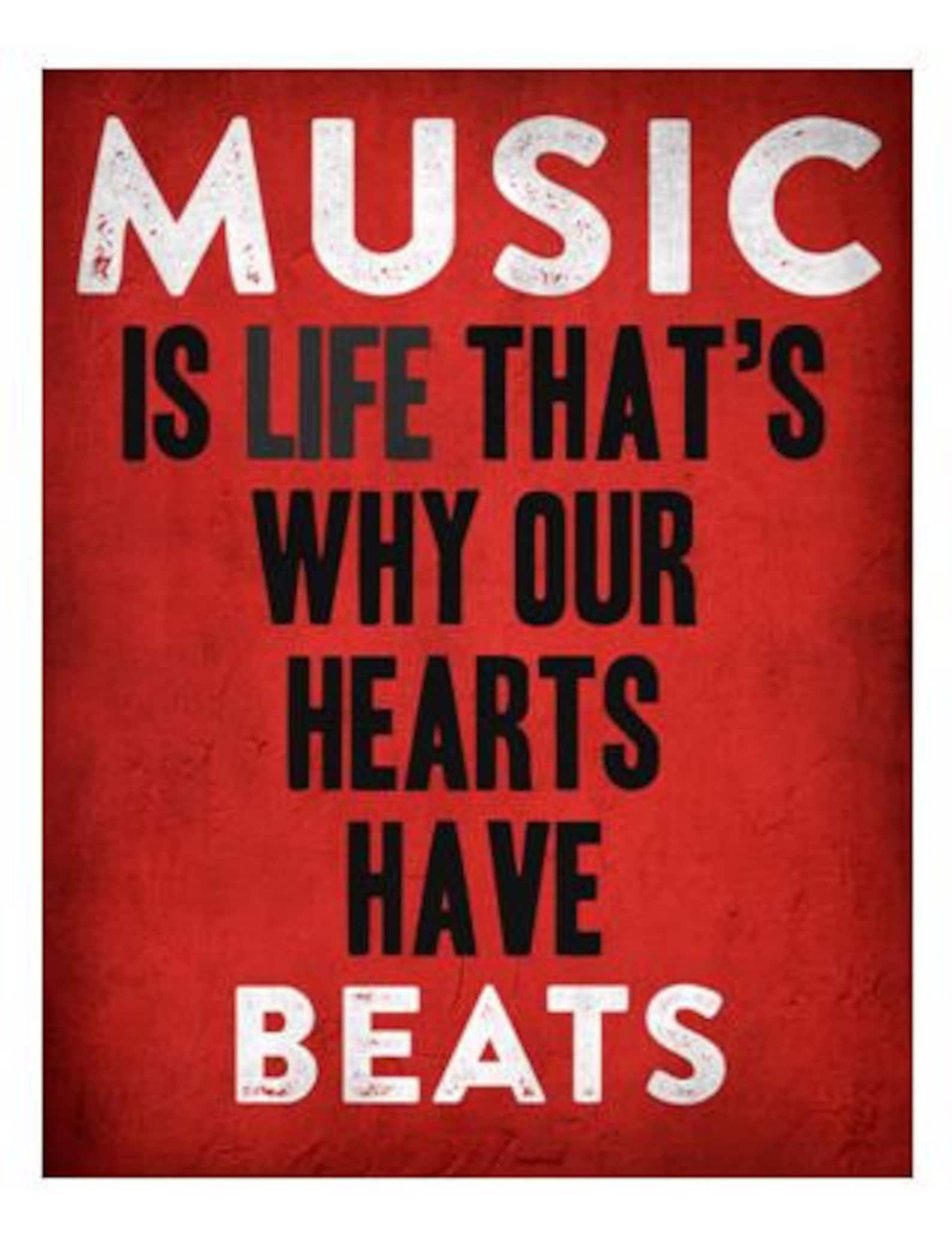 Music is Life Art Print, Hearts Have Beats Art Print, Play on Words Art ...