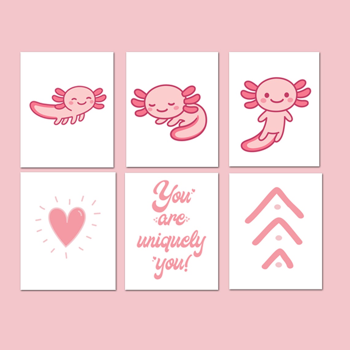 Axolotl Room Decor Set, Gallery Wall Prints, Kids Room Decor, Nursery ...