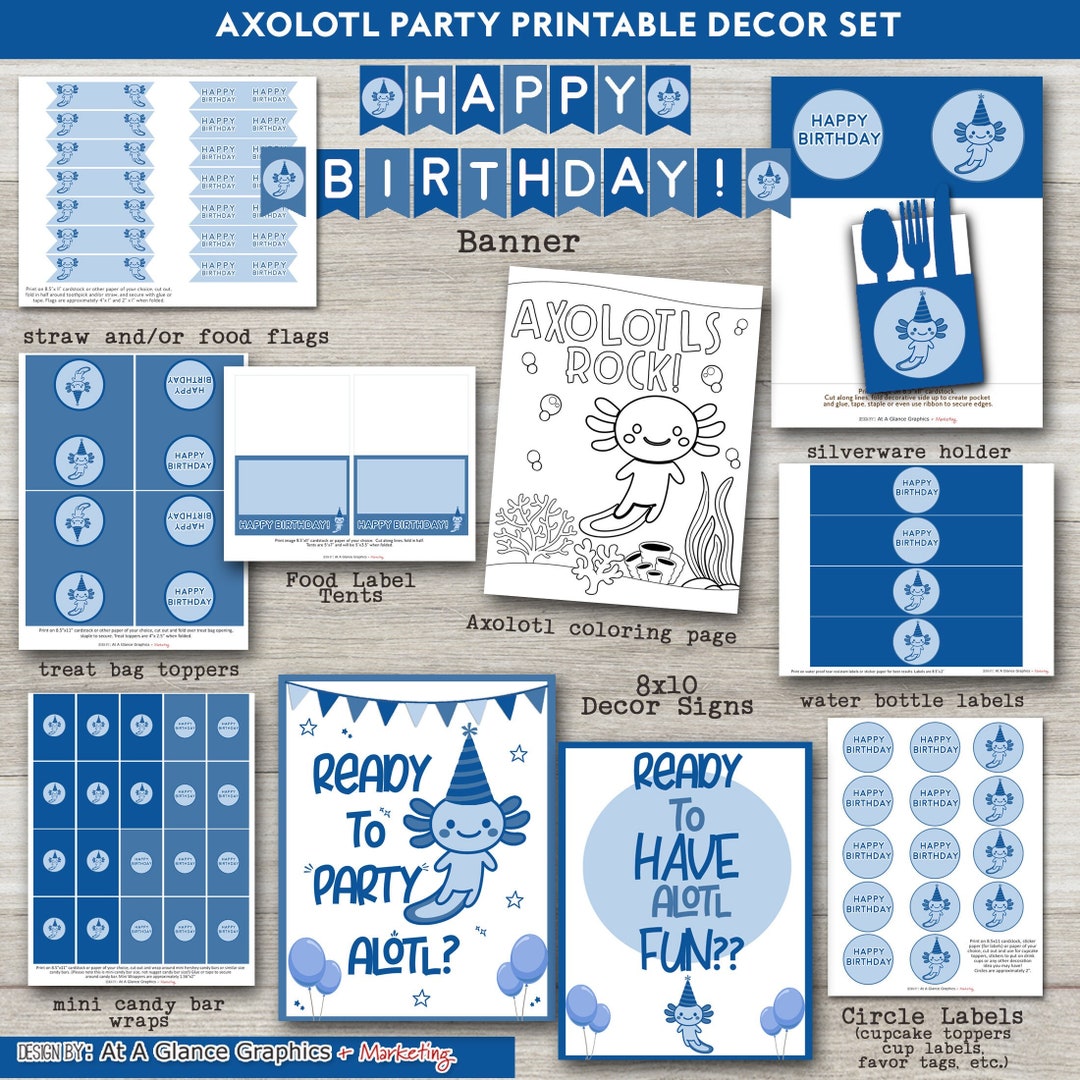 Axolotl Party Decorations, Axolotl Birthday Party Decor, Axolotl ...