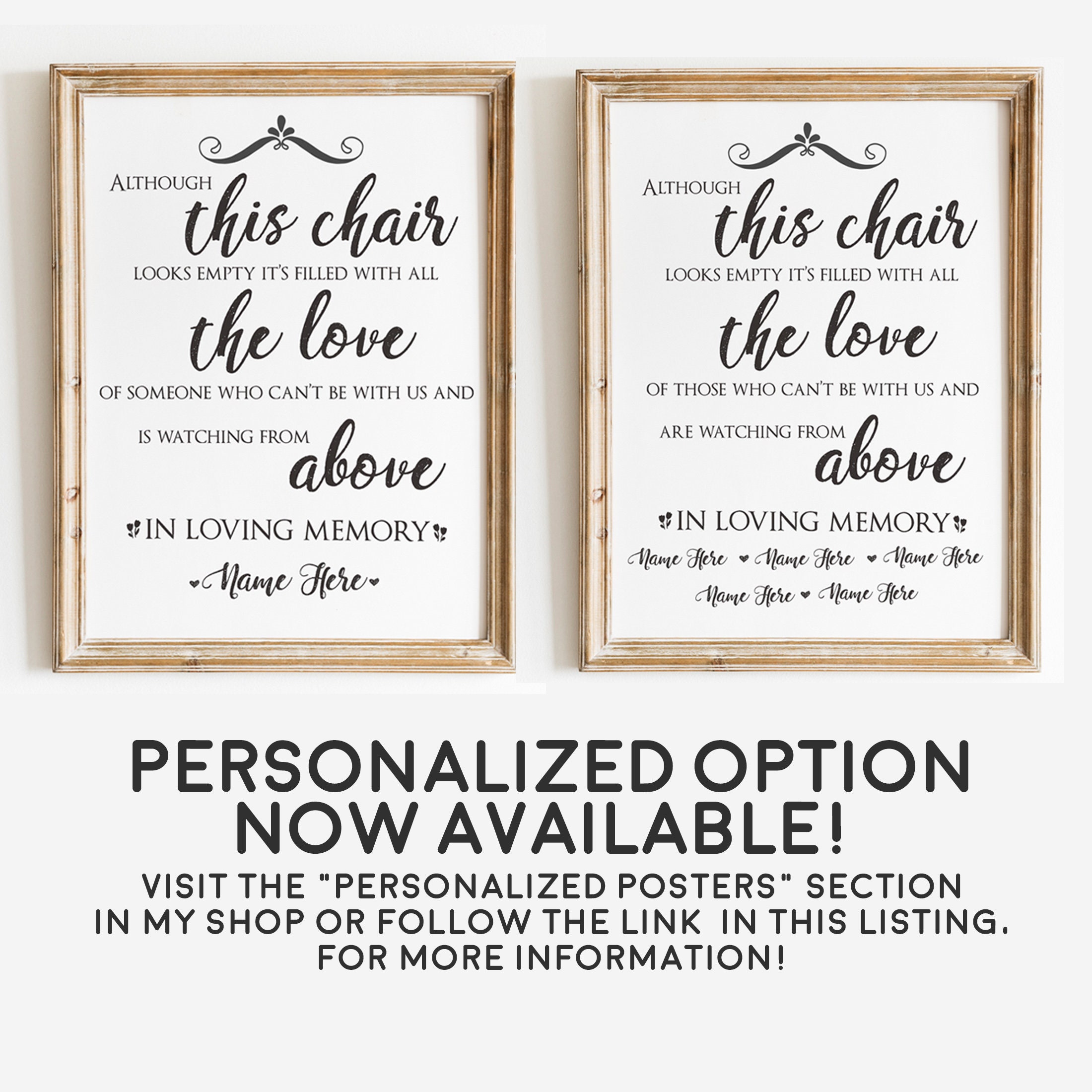 Wedding Memorial Chair Sign in Memory of Sign Graduation - Etsy Canada