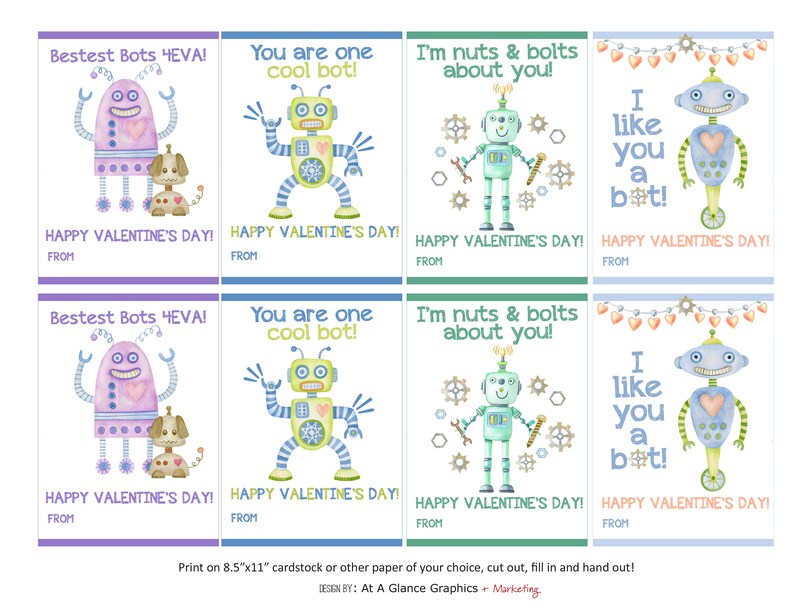 Robot Valentine Cards, Science Valentine Cards, Girl Robot Valentine ...