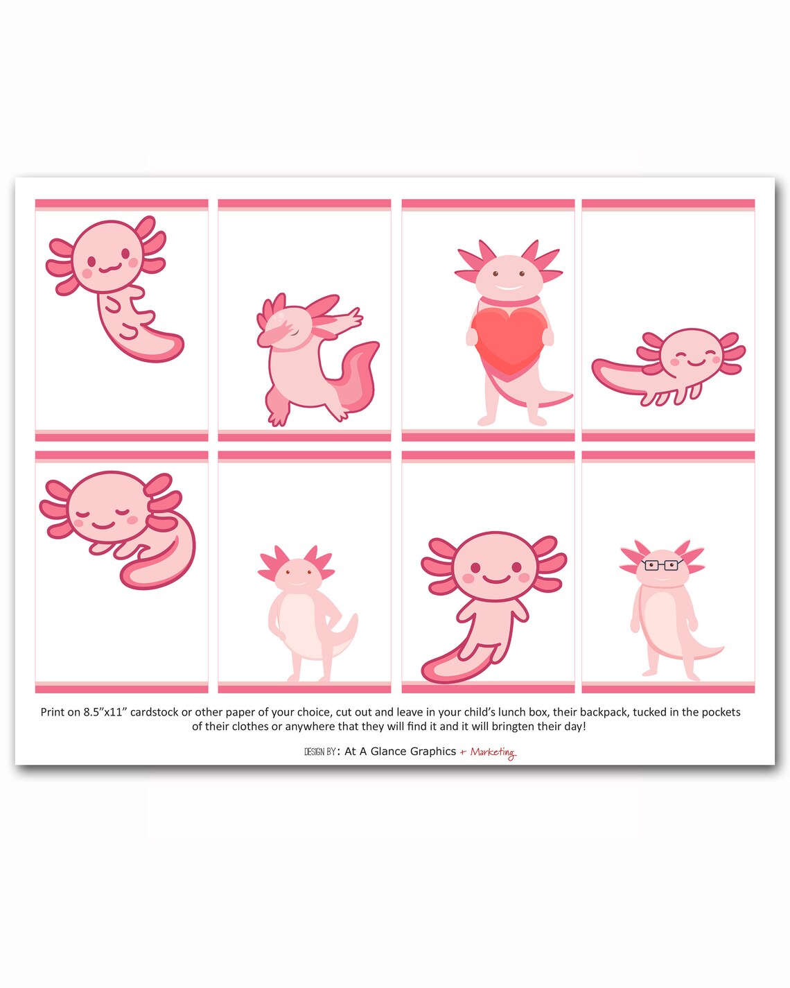 Axolotl Lunch Box Notes Positive Lunch Box Notes Cute Lunch | Etsy