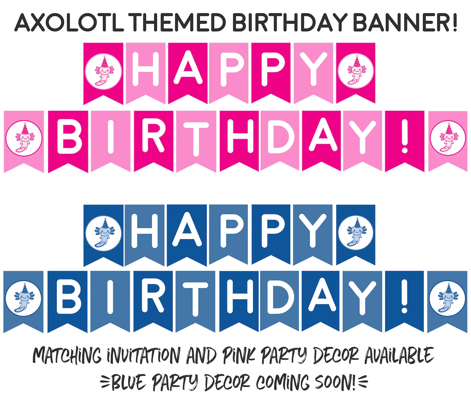 Axolotl Birthday Banner Axolotl Banner Axolol Birthday Party - Etsy