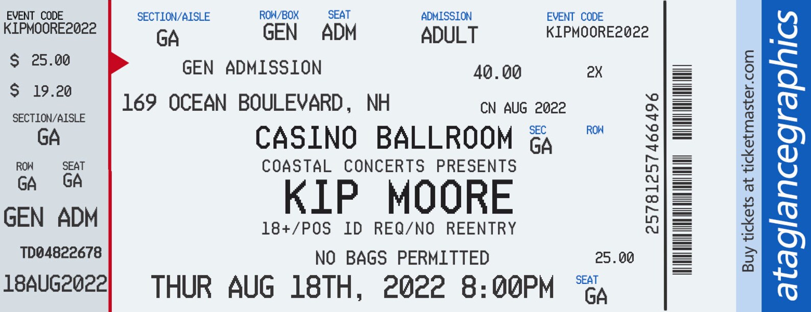 Concert Ticket Replica, Concert Ticket Custom, Concert Ticket Souvenir ...