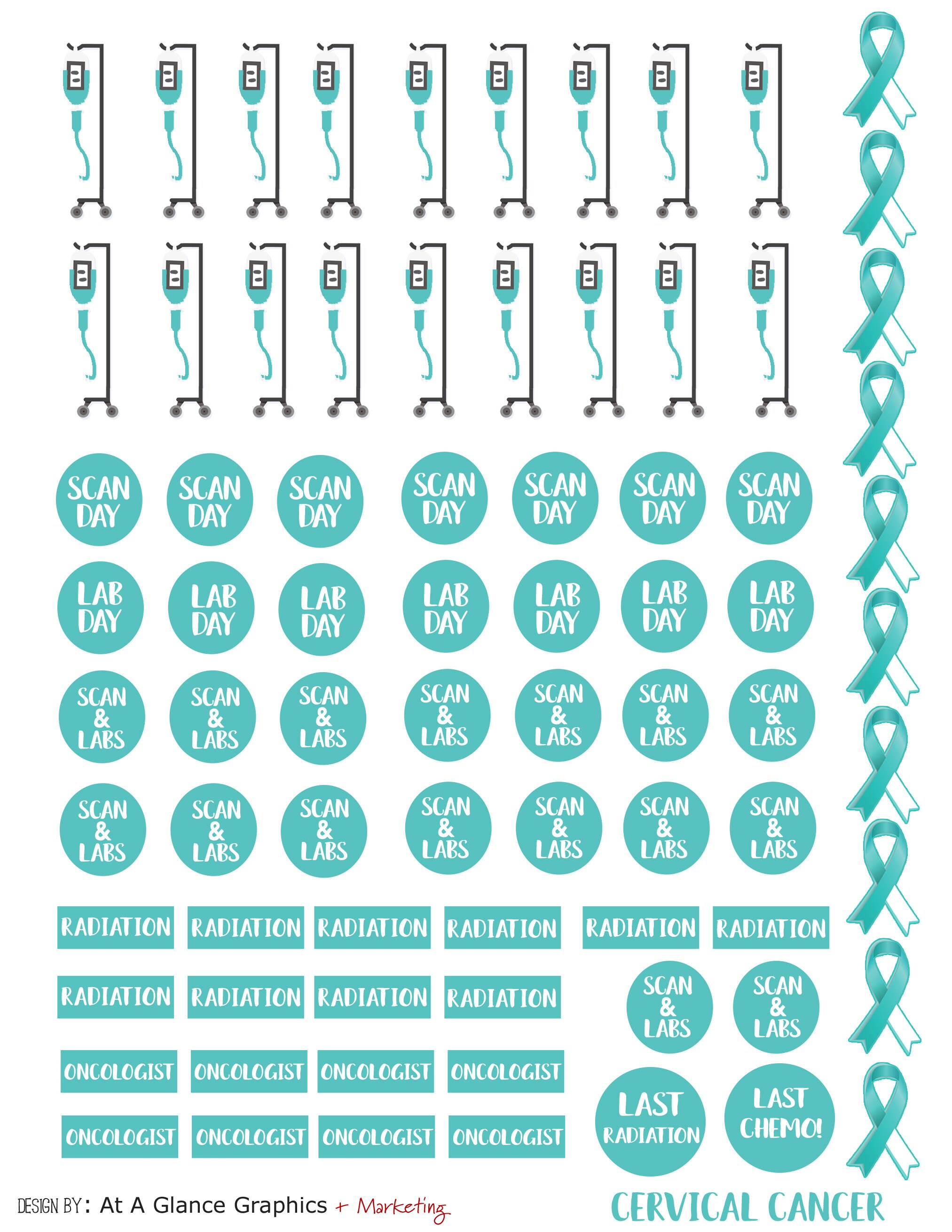 Cervical Cancer Planner Stickers Cancer Treatment Stickers | Etsy