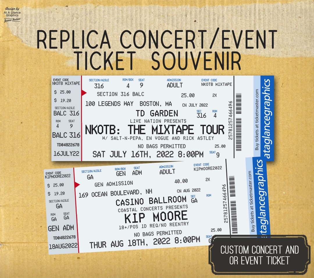 Concert Ticket Replica, Concert Ticket Custom, Concert Ticket Souvenir ...