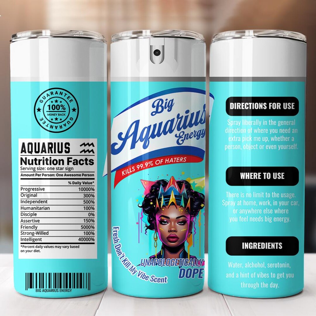 Zodiac Aquarius Tumbler Wrap, 20 Oz Skinny Sublimation Design (digital ...