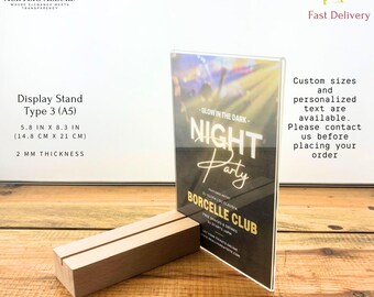Acrylic Table Tent, Wood Table Top Display Menu Holder, Clear Sign ...