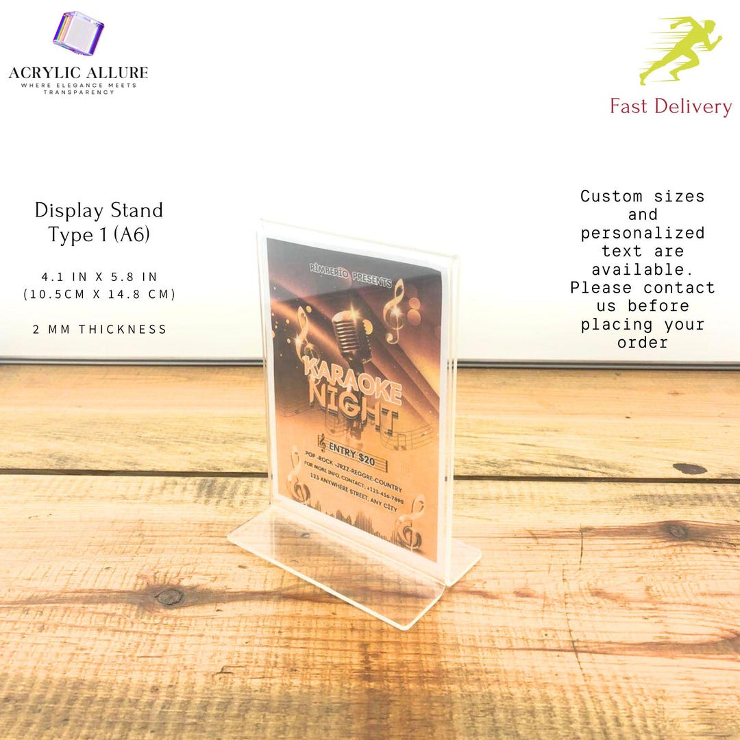 Acrylic Menu Holder, Table Top Menu, Personalized Table Tent ...