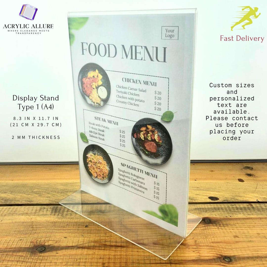 Acrylic Floating Frame, Acrylic Sign Holder, Transparent Table Menu ...
