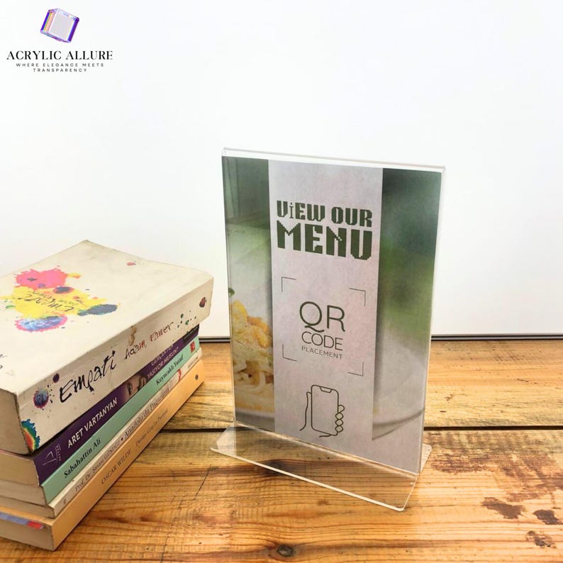Acrylic Table Tent, Wood Table Top Display Menu Holder, Clear Sign ...