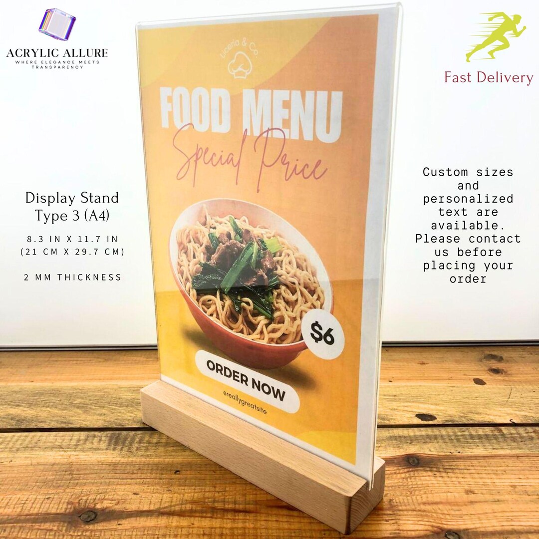 Table Stand Menu Holder, Wooden Sign Holder Menu Covers, Wedding Signs ...