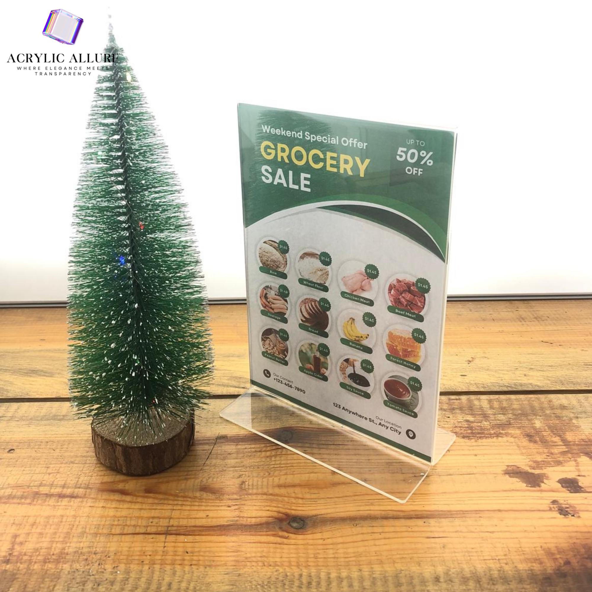 Acrylic Table Tent, Wood Table Top Display Menu Holder, Clear Sign ...