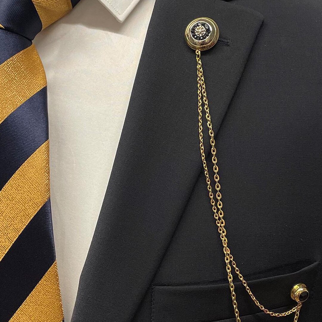Handmade Jacket Collar Chain Lapel Pin, Elegant Luxury Design Blazer ...