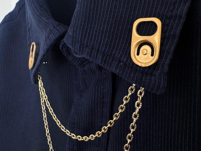 Gold Soda Tab Collar Chain: Pop Can Inspired Lapel Pin for Cola Lovers ...