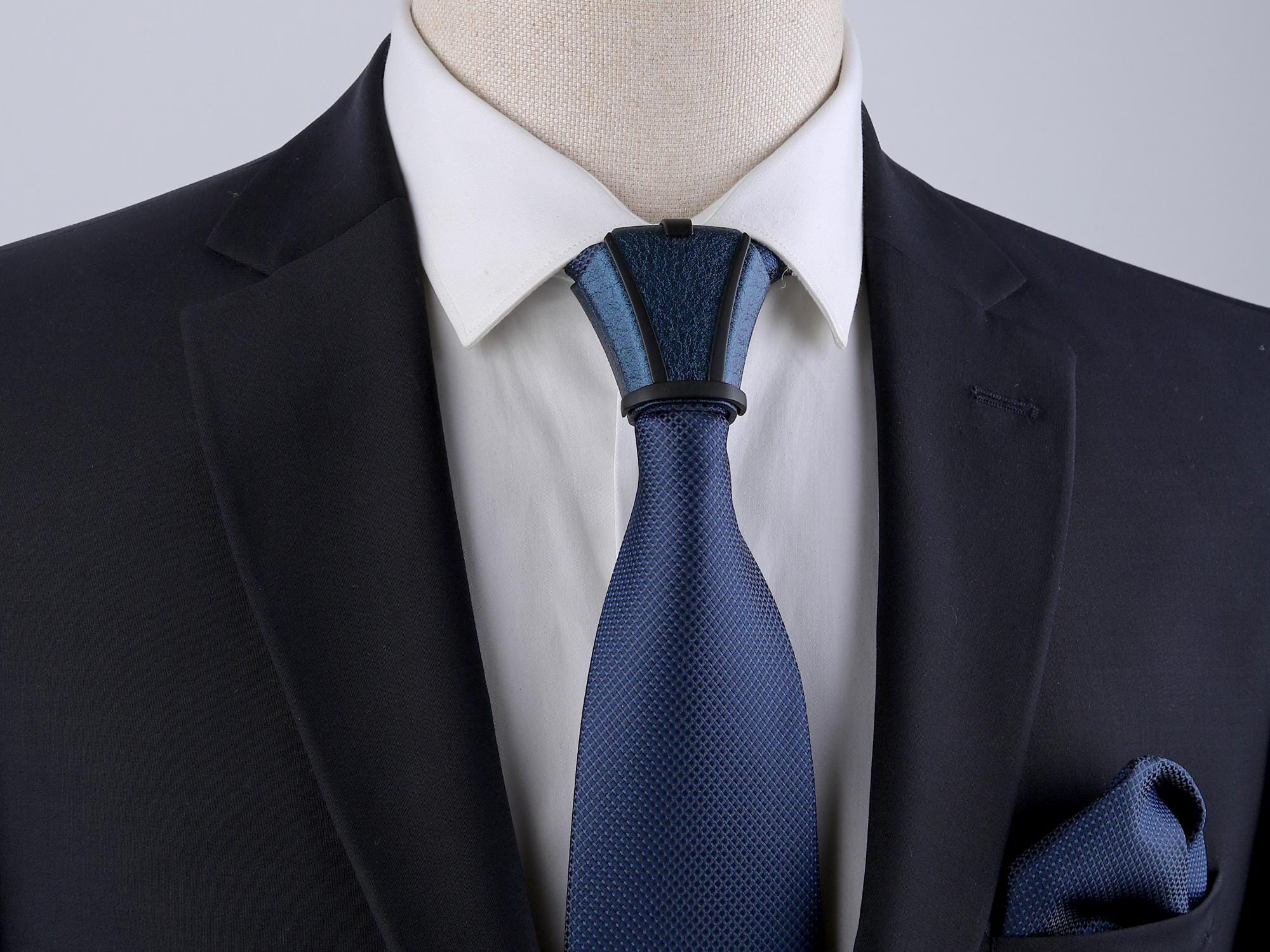 Navy Blue Tie Knot Cover, Gold & Blue Formal Tie Guard, Luxury Cravat ...