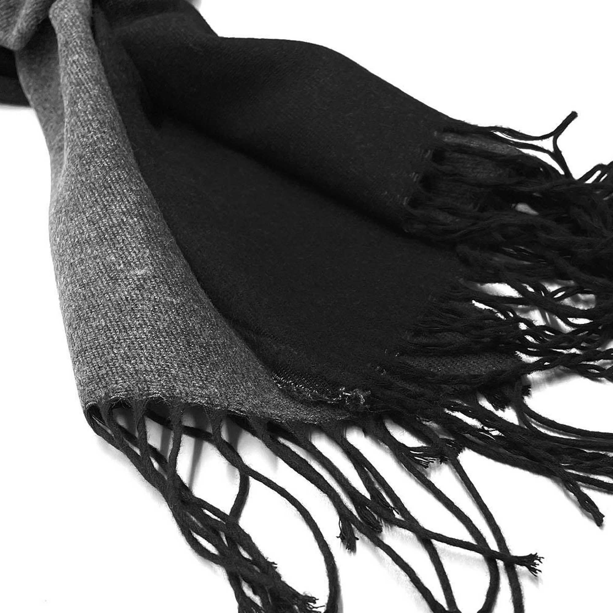 Luxury Men Scarf for Winter Black and Gray, Warm Dual-tone Double Side ...