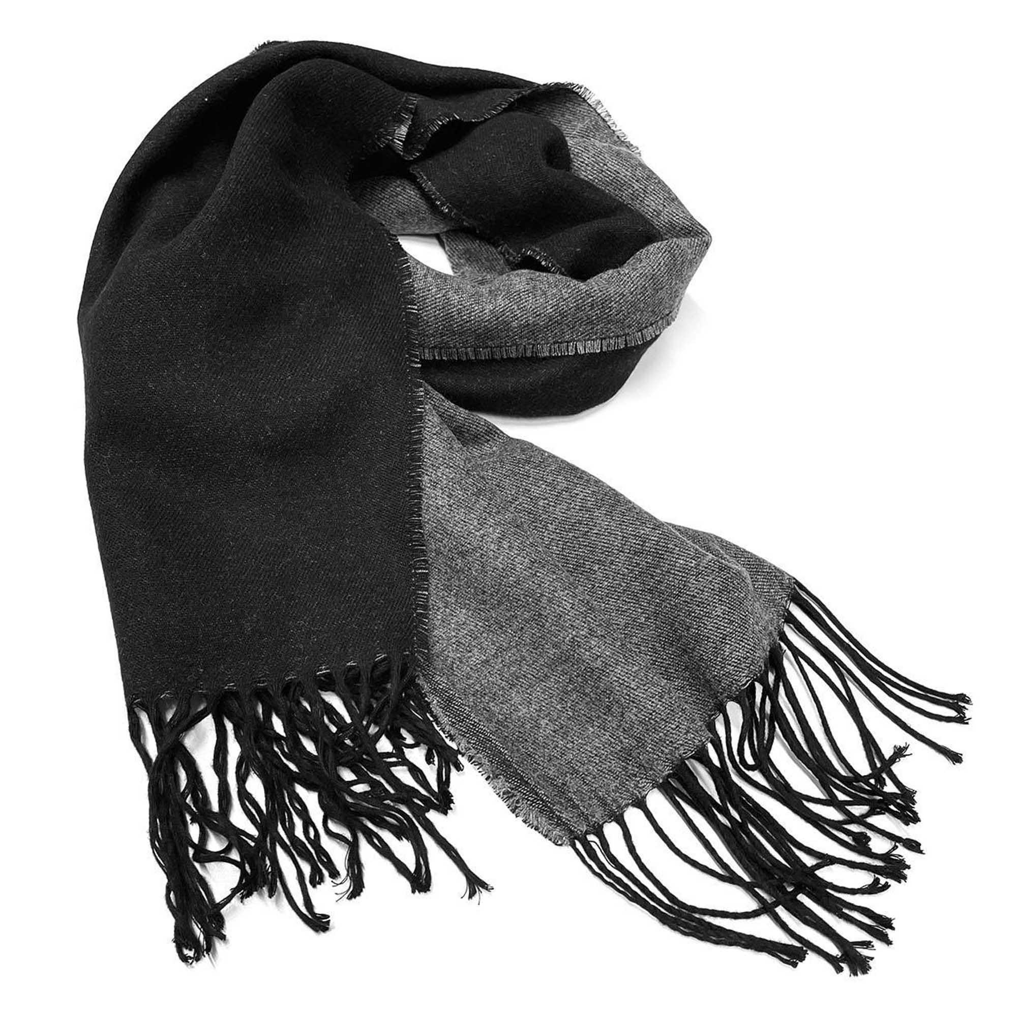 Luxury Men Scarf for Winter Black and Gray, Warm Dual-tone Double Side ...