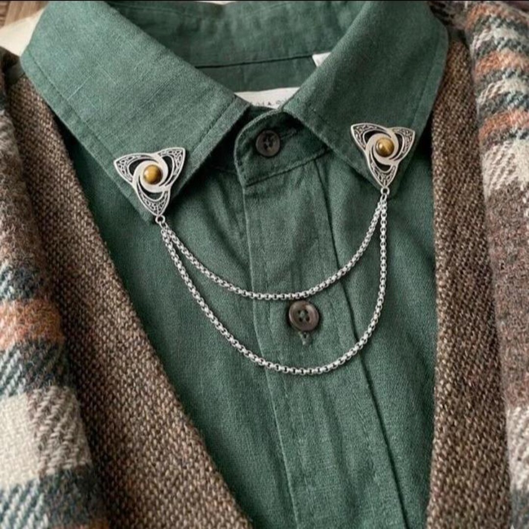 Celtic Triple Knot Collar Chain Pins With Power Stone - Etsy