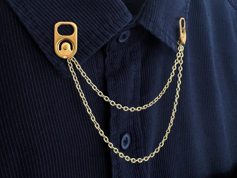Gold Soda Tab Collar Chain: Pop Can Inspired Lapel Pin for Cola Lovers ...
