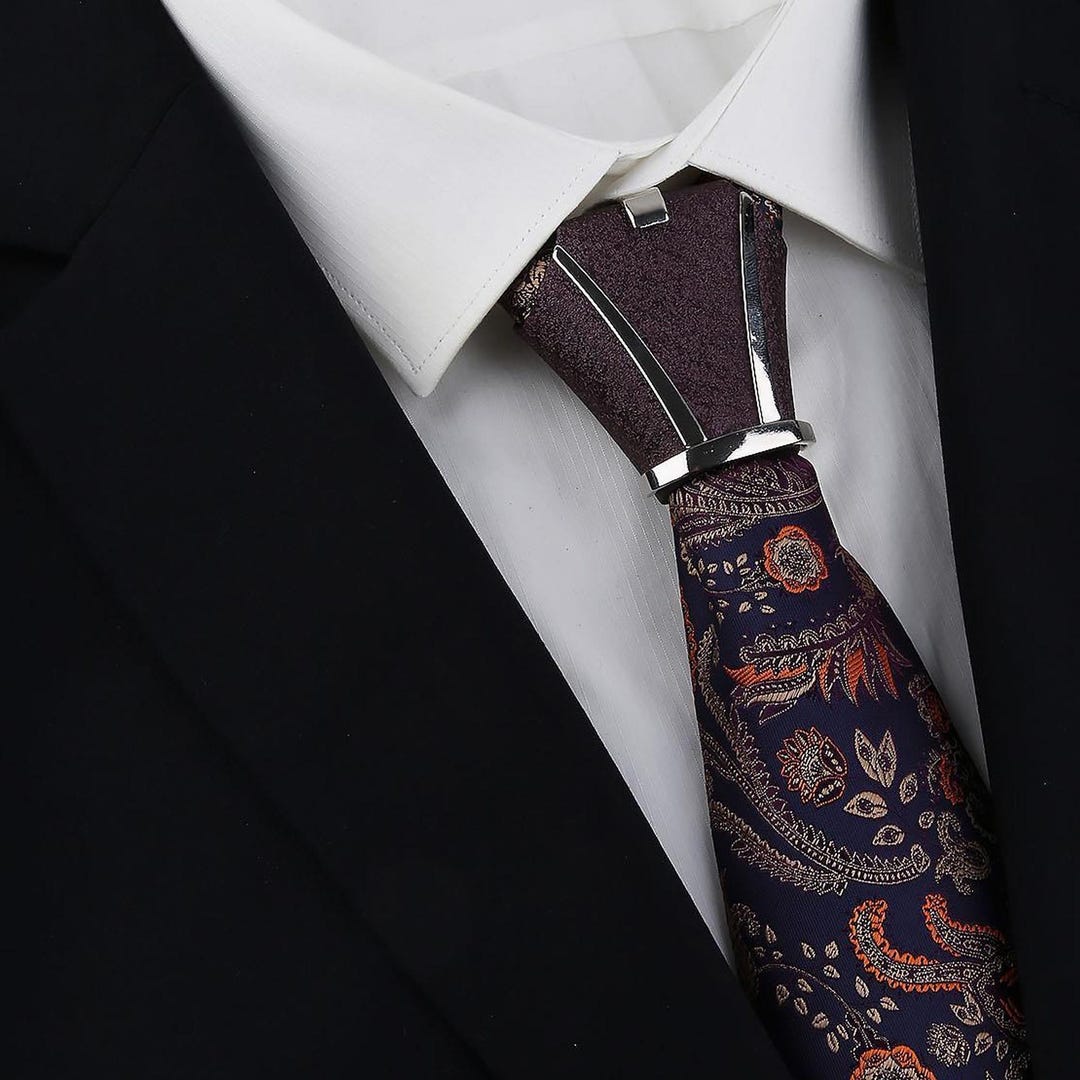 Burgundy Necktie Accessory, Metal Tie Guard Accessory, Elegant Gift for ...