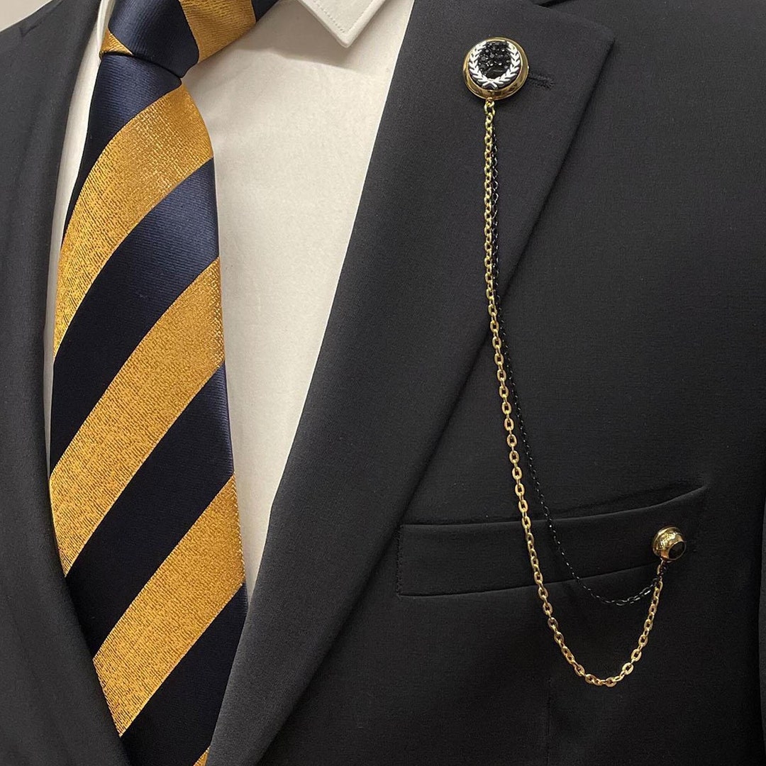 Handmade Jacket Collar Chain, Lapel Pin Chain Gold, Stylish Laurel ...