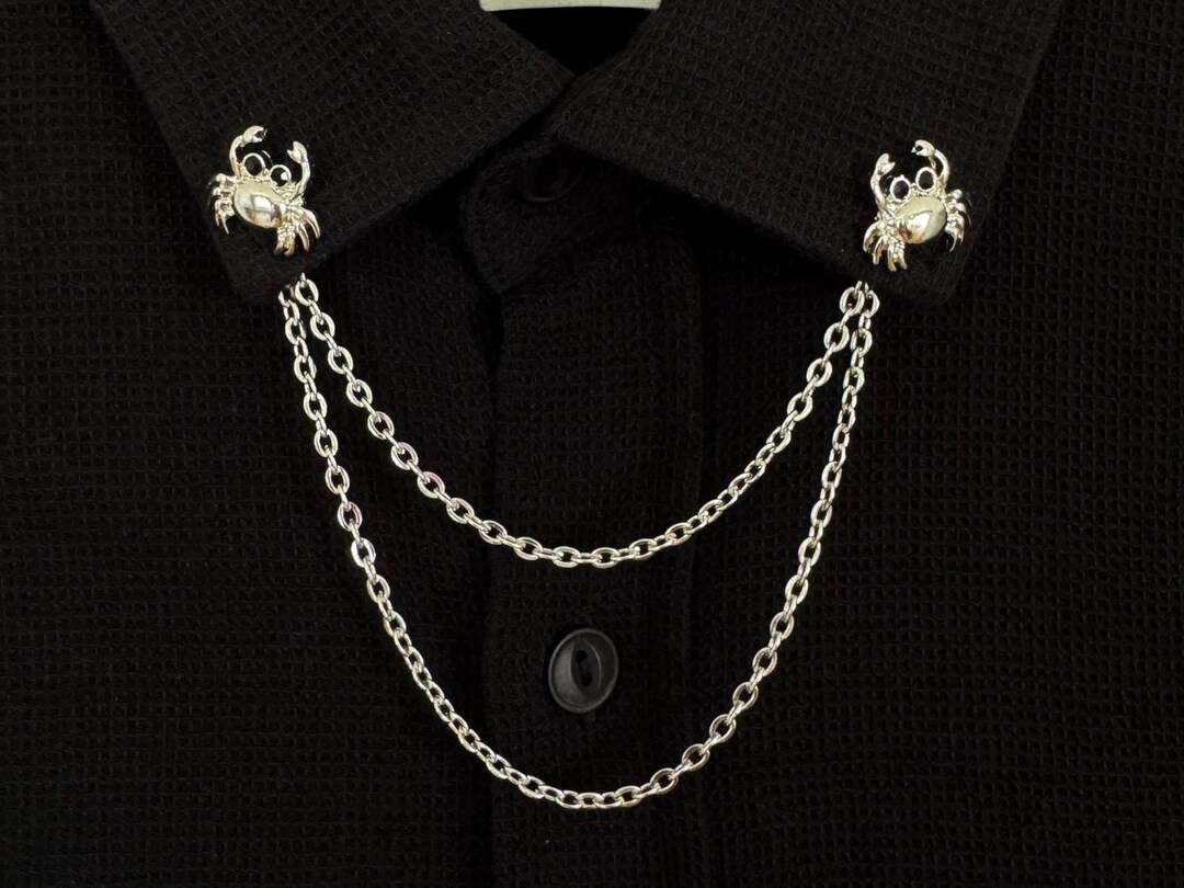 Silver Tone Crab Collar Chain Pin: Ocean Style Shirt Accessory - Etsy