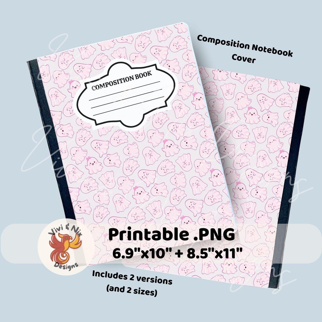 Pink Ghost Composition Notebook Cover Printable Digital Download 6.9 ...