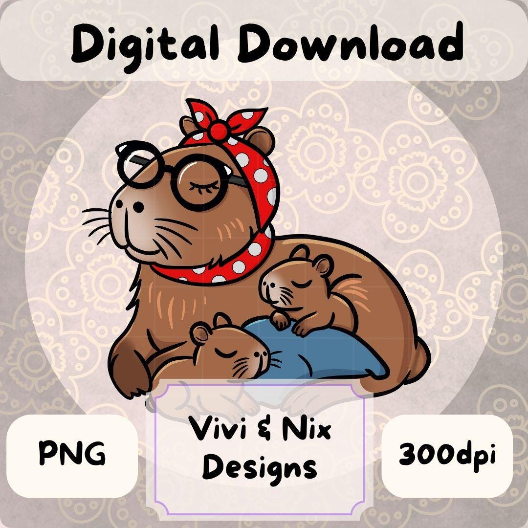 Capybara Mama Retro PNG, Cute Capybara Sublimation Design, Vintage ...