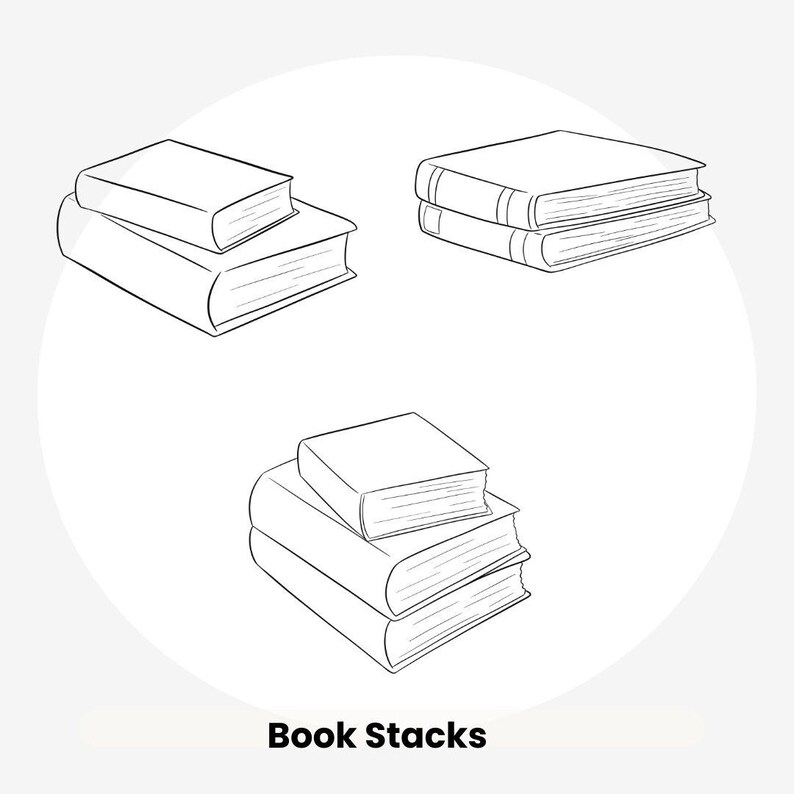 Book Stamp Brushes for Procreate, Book Outline Stamps, Reading Journal ...