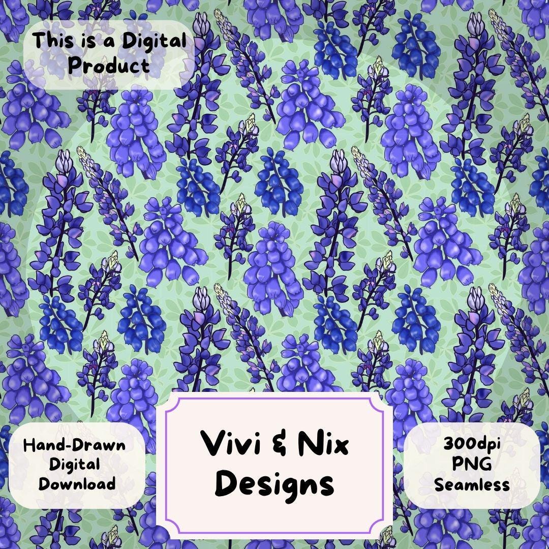 Bluebonnet Seamless Pattern, Texas Wildflower Digital Paper, Floral ...