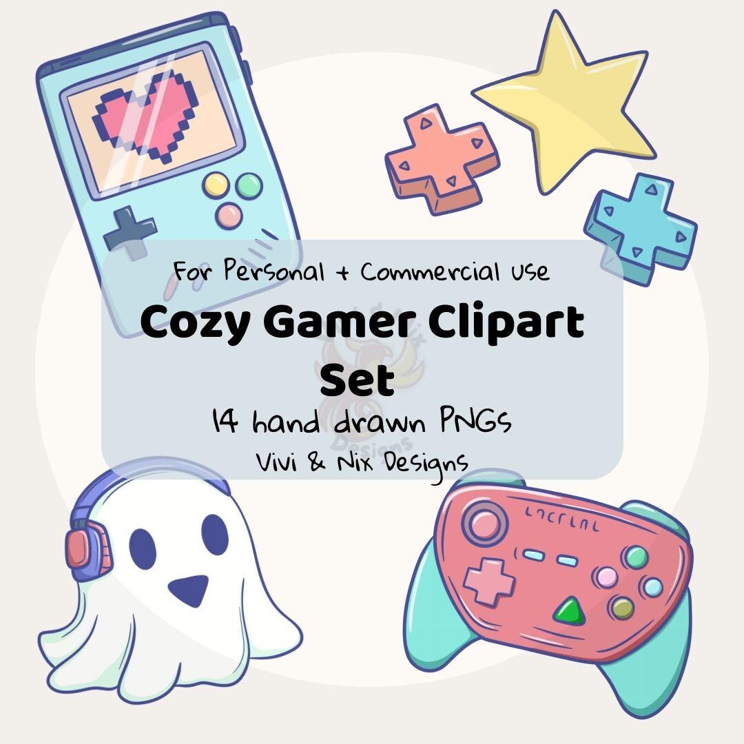 Cozy Gamer Clipart Set PNG Cute Gaming Icons With Ghosts Video Game ...