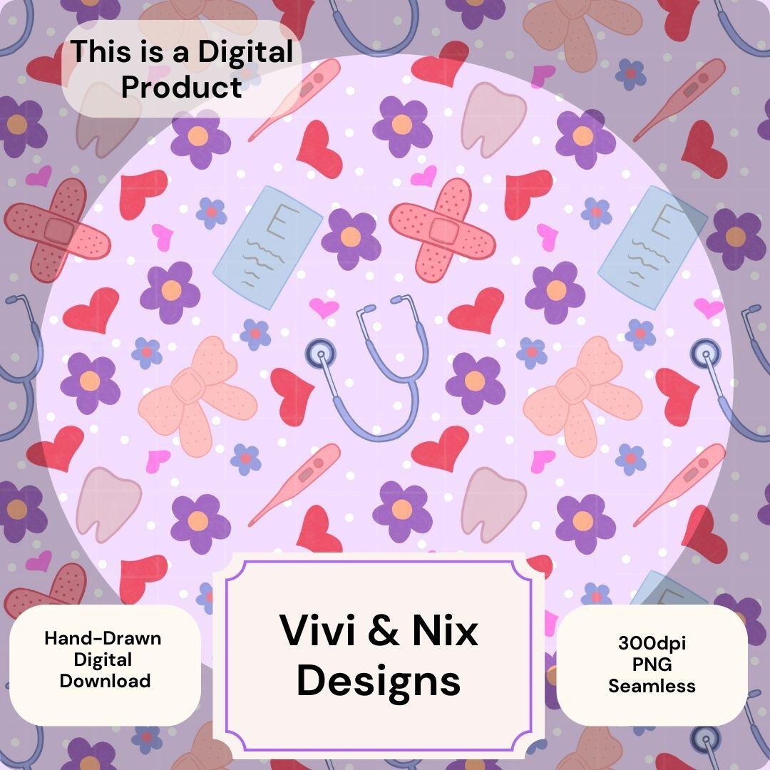 Cute Nurse Seamless Pattern| Seamless Design|nurse Appreciation|hand ...