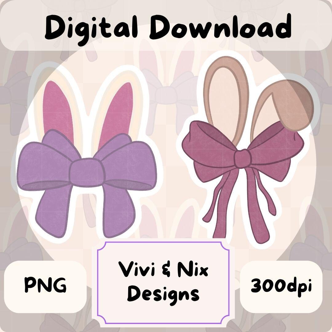 Bunny Ear Bow Clipart Png|cute Easter Bow Sublimation|spring Bunny Bow ...