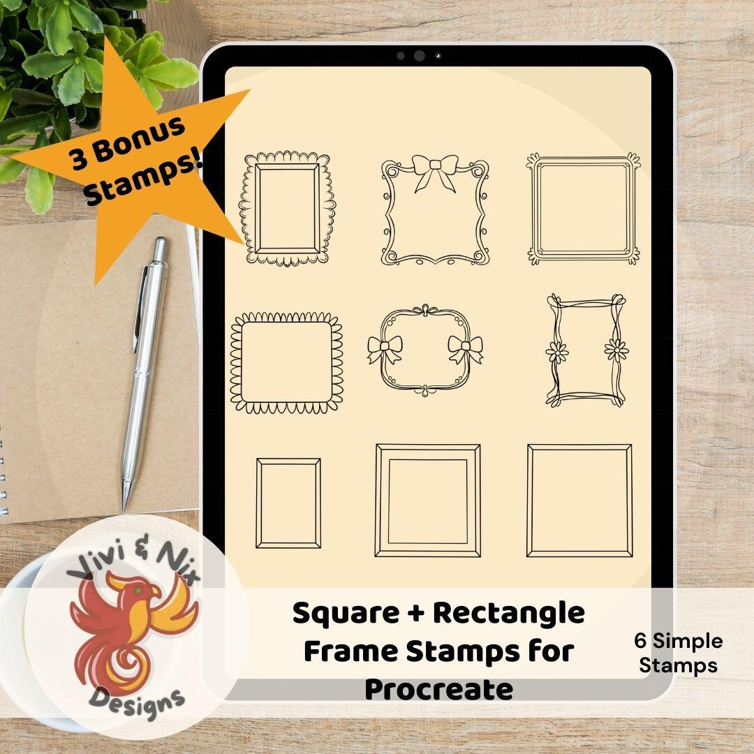 Procreate Frame Stamp Brushes Square and Rectangle Set 9 Digital Stamps ...