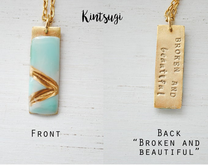 Kintsugi Inspired Pendants - Encouragement Gift - Double Sided Necklace ...