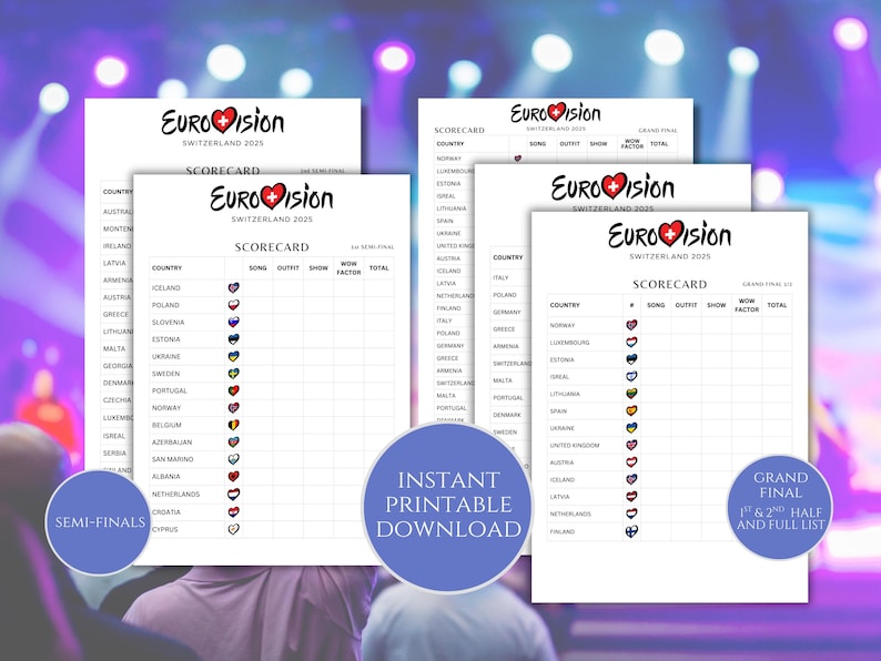 Eurovision 2025 Printable Scorecards | Semi-finals & Grand Final ...