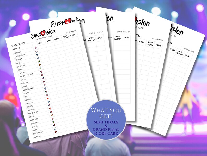 Eurovision 2025 Printable Scorecards | Semi-finals & Grand Final ...