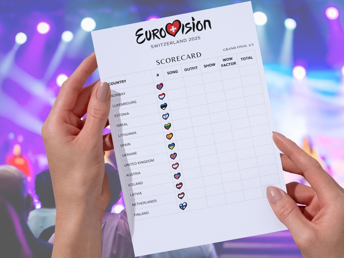 Eurovision 2025 Printable Scorecards | Semi-finals & Grand Final ...