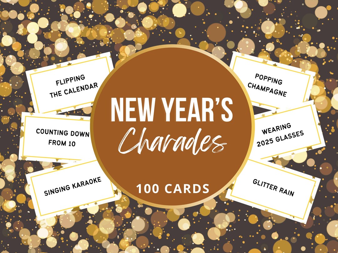 New Years Charades, New Years Charades Game Cards, New Years Eve Game ...