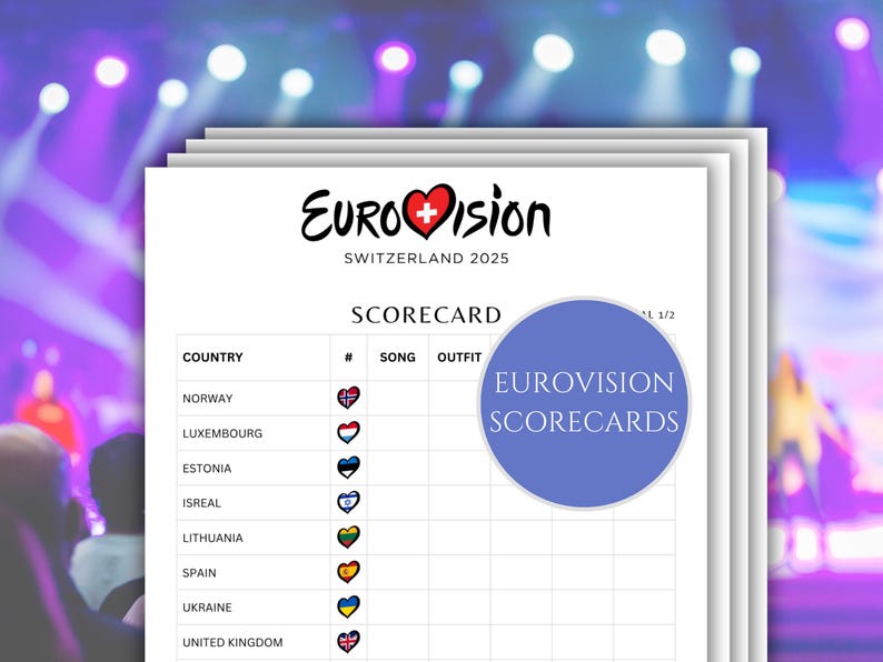 Eurovision 2025 Printable Scorecards | Semi-finals & Grand Final ...