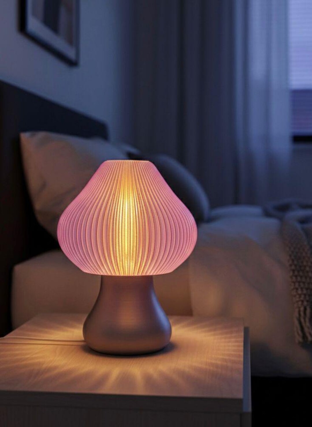 3D Printed Mushroom Lamp, Cottagecore Night Light, Pastel Purple - Etsy